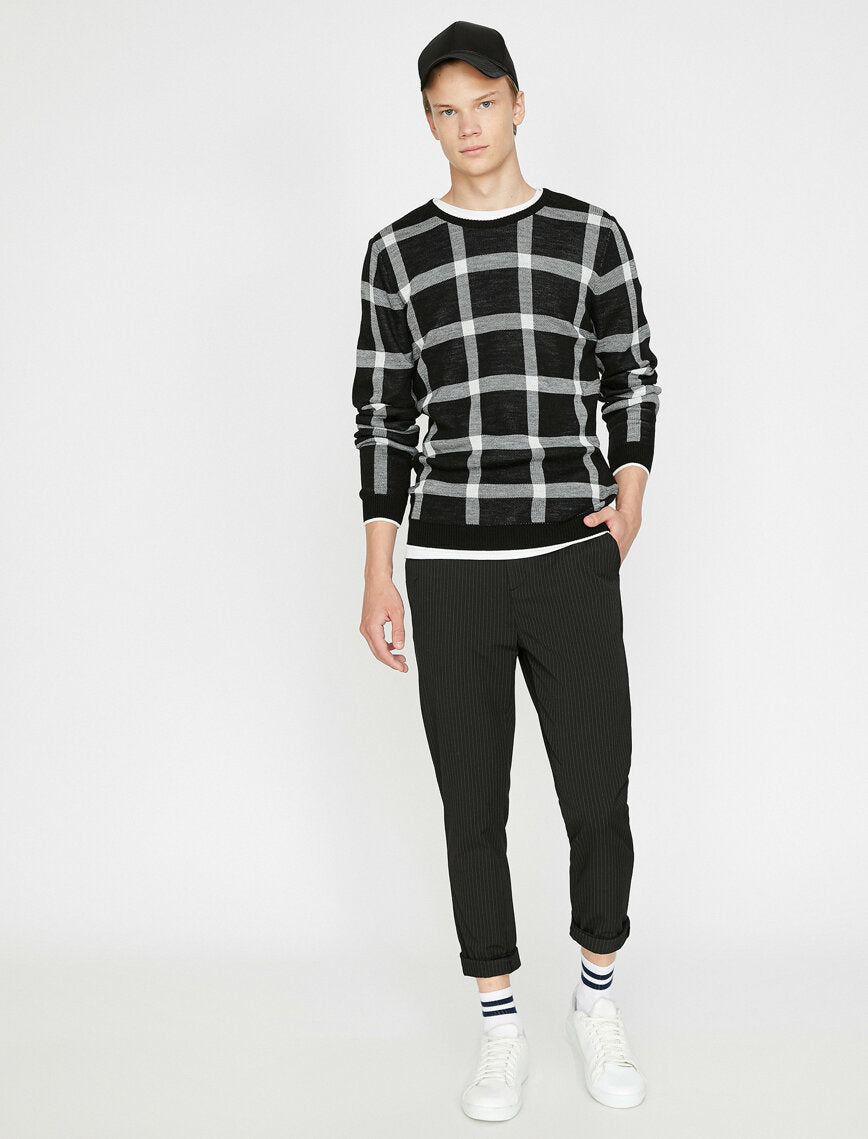 3795b Black Check Jumper - Poised Fashion | Men Knitwear