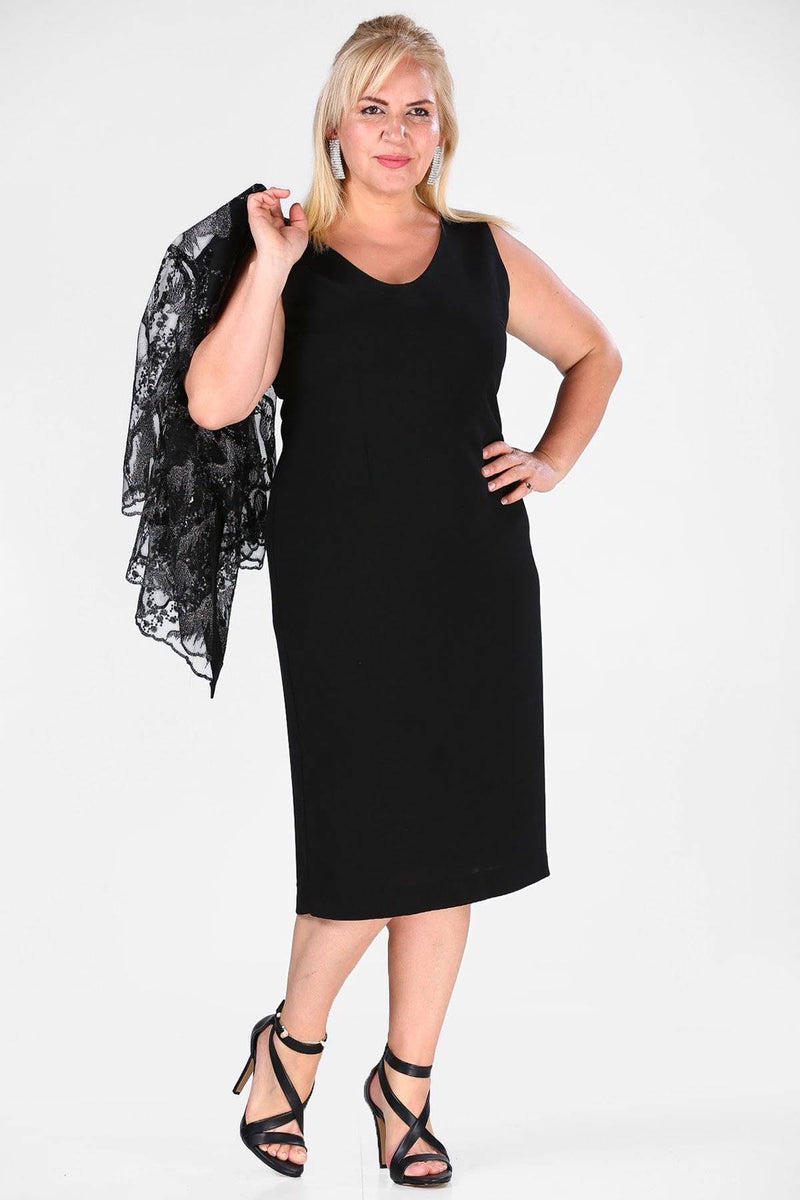 288 Black Sheath Dress & Shimmer Jacket - Poised Fashion | Plus Size ...